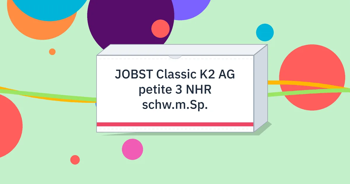 Symbolbild: Packung mit der Aufschrift JOBST Classic K2 AG petite 3 NHR schw.m.Sp. (PZN 10728027) – Verfügbarkeit und Bezug in Apotheken in Frankfurt am Main