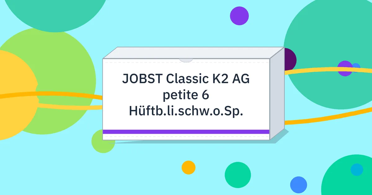 Symbolbild: Packung mit der Aufschrift JOBST Classic K2 AG petite 6 Hüftb.li.schw.o.Sp. (PZN 13064680) – Verfügbarkeit und Bezug in Apotheken in Frankfurt am Main
