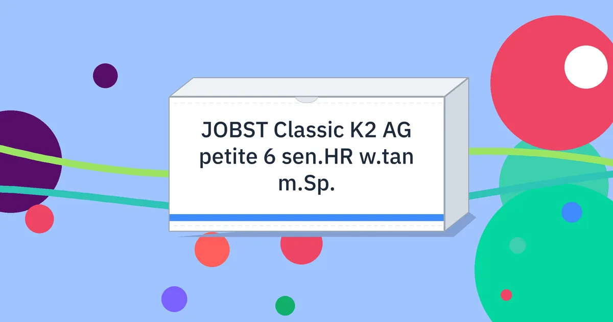Symbolbild: Packung mit der Aufschrift JOBST Classic K2 AG petite 6 sen.HR w.tan m.Sp. (PZN 17962080) – Verfügbarkeit und Bezug in Apotheken in Frankfurt am Main