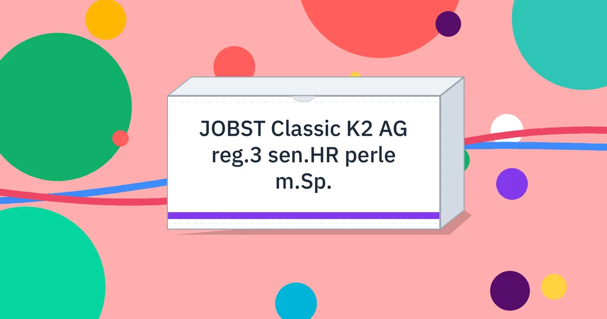 Symbolbild: Packung mit der Aufschrift JOBST Classic K2 AG reg.3 sen.HR perle m.Sp. (PZN 17960201) – Verfügbarkeit und Bezug in Apotheken in Frankfurt am Main