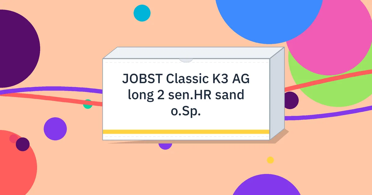Symbolbild: Packung mit der Aufschrift JOBST Classic K3 AG long 2 sen.HR sand o.Sp. (PZN 17958032) – Verfügbarkeit und Bezug in Apotheken in Frankfurt am Main