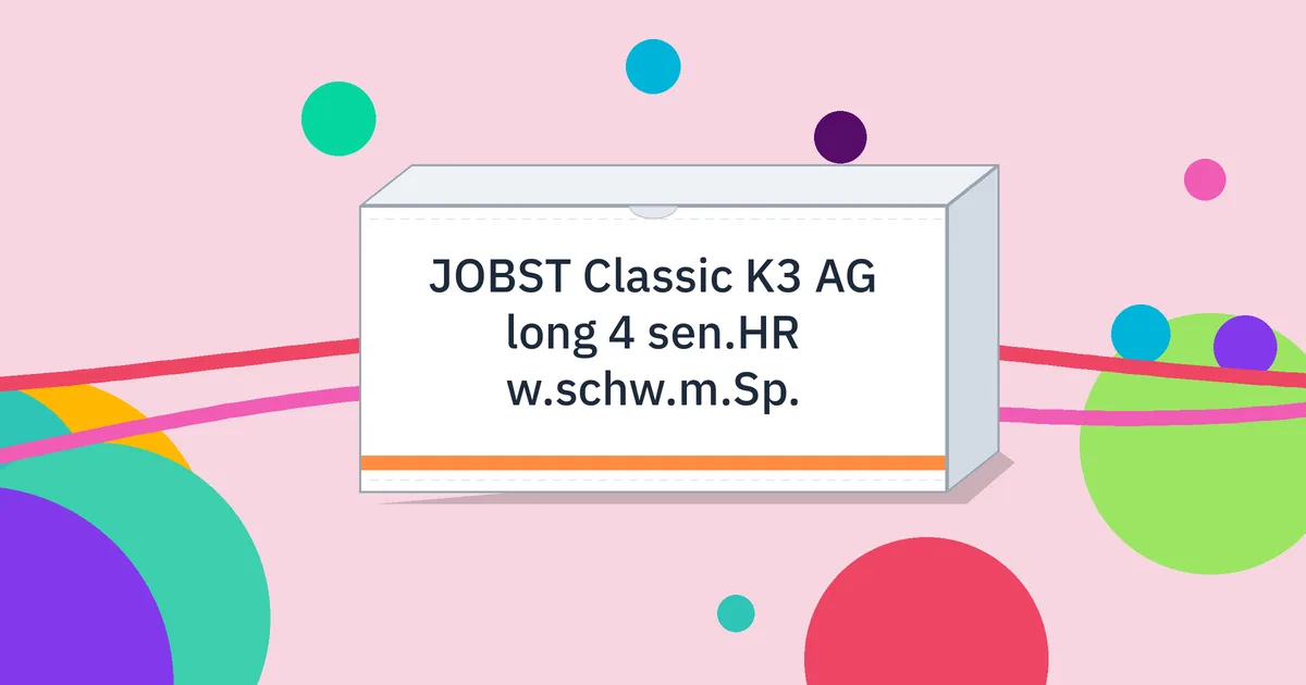 Symbolbild: Packung mit der Aufschrift JOBST Classic K3 AG long 4 sen.HR w.schw.m.Sp. (PZN 17958687) – Verfügbarkeit und Bezug in Apotheken in Frankfurt am Main