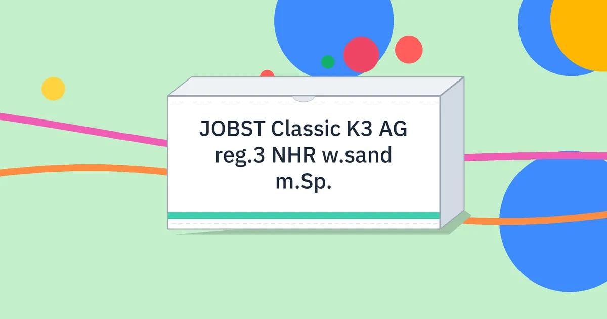Symbolbild: Packung mit der Aufschrift JOBST Classic K3 AG reg.3 NHR w.sand m.Sp. (PZN 13073561) – Verfügbarkeit und Bezug in Apotheken in Frankfurt am Main