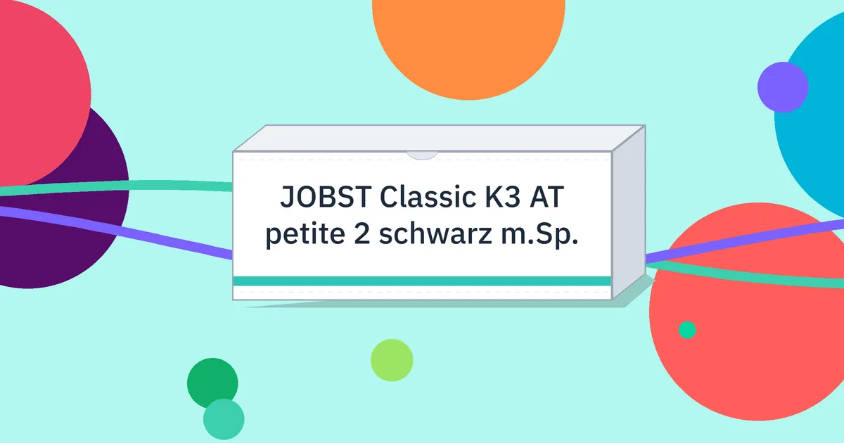Symbolbild: Packung mit der Aufschrift JOBST Classic K3 AT petite 2 schwarz m.Sp. (PZN 13077240) – Verfügbarkeit und Bezug in Apotheken in Frankfurt am Main