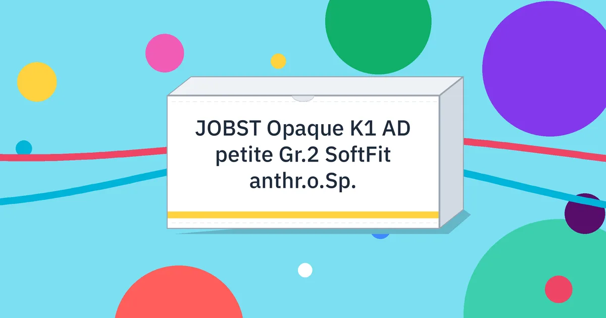 Symbolbild: Packung mit der Aufschrift JOBST Opaque K1 AD petite Gr.2 SoftFit anthr.o.Sp. (PZN 16263641) – Verfügbarkeit und Bezug in Apotheken in Frankfurt am Main