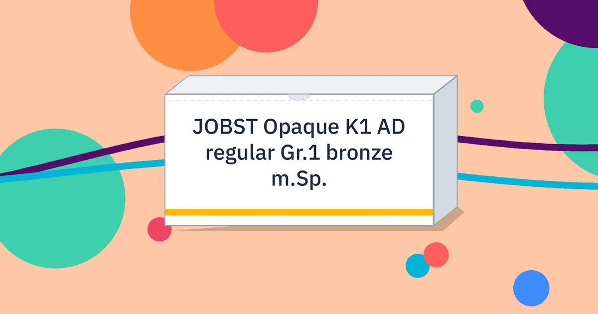Symbolbild: Packung mit der Aufschrift JOBST Opaque K1 AD regular Gr.1 bronze m.Sp. (PZN 13080791) – Verfügbarkeit und Bezug in Apotheken in Frankfurt am Main