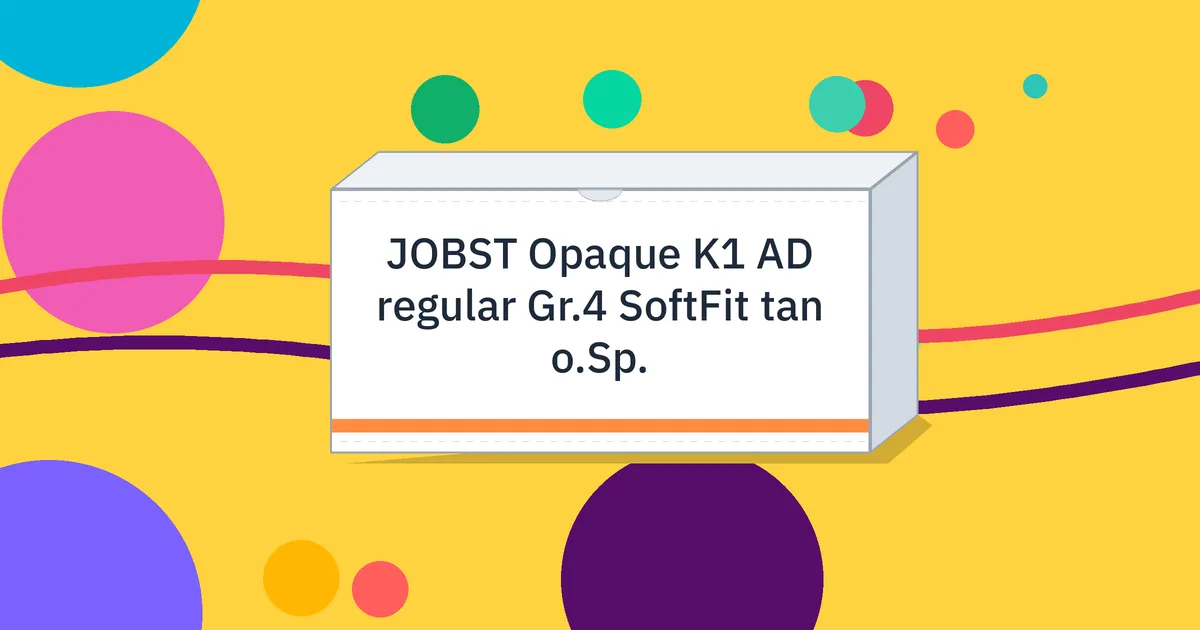 Symbolbild: Packung mit der Aufschrift JOBST Opaque K1 AD regular Gr.4 SoftFit tan o.Sp. (PZN 16263078) – Verfügbarkeit und Bezug in Apotheken in Frankfurt am Main
