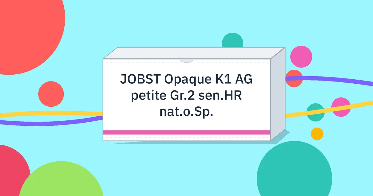 Symbolbild: Packung mit der Aufschrift JOBST Opaque K1 AG petite Gr.2 sen.HR nat.o.Sp. (PZN 13088999) – Verfügbarkeit und Bezug in Apotheken in Frankfurt am Main