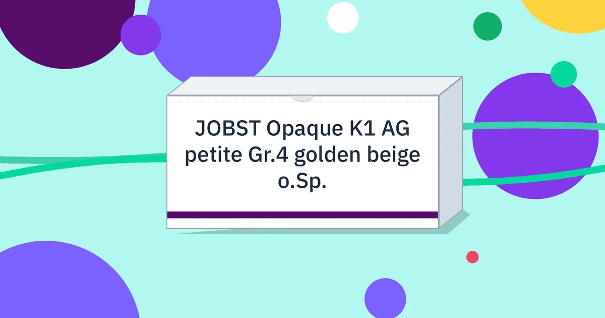 Symbolbild: Packung mit der Aufschrift JOBST Opaque K1 AG petite Gr.4 golden beige o.Sp. (PZN 16268897) – Verfügbarkeit und Bezug in Apotheken in Frankfurt am Main