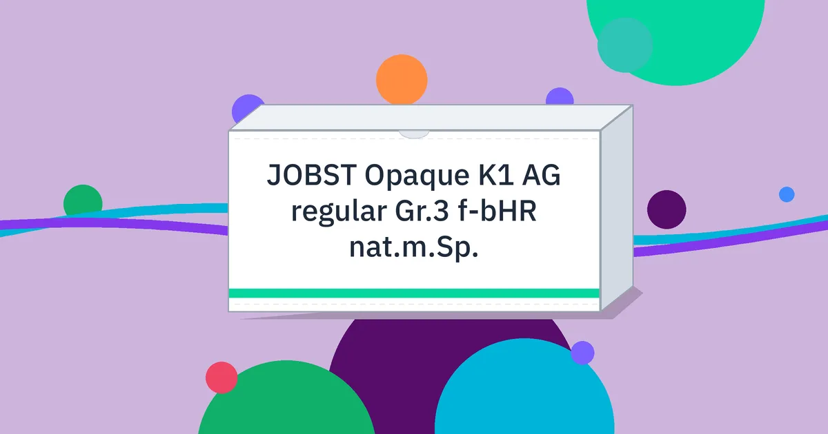 Symbolbild: Packung mit der Aufschrift JOBST Opaque K1 AG regular Gr.3 f-bHR nat.m.Sp. (PZN 13090683) – Verfügbarkeit und Bezug in Apotheken in Frankfurt am Main