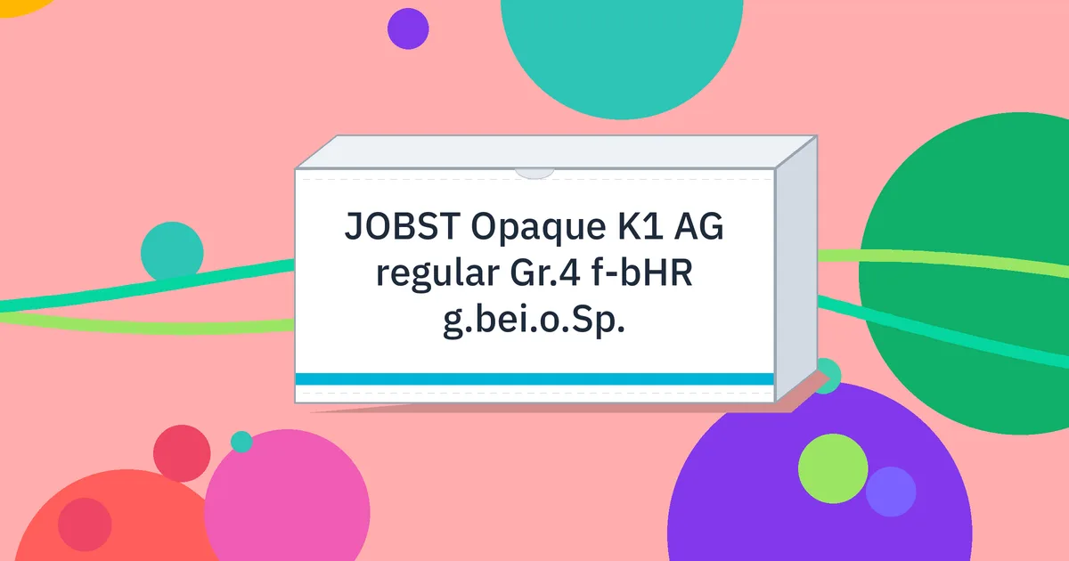 Symbolbild: Packung mit der Aufschrift JOBST Opaque K1 AG regular Gr.4 f-bHR g.bei.o.Sp. (PZN 16265166) – Verfügbarkeit und Bezug in Apotheken in Frankfurt am Main