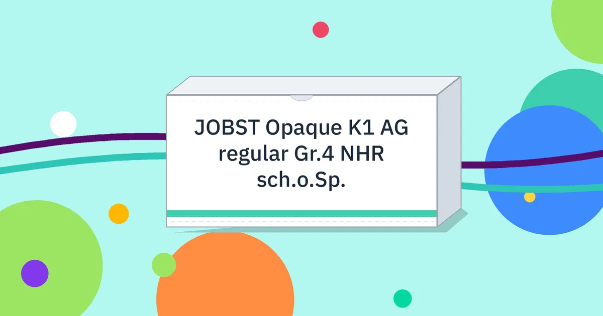 Symbolbild: Packung mit der Aufschrift JOBST Opaque K1 AG regular Gr.4 NHR sch.o.Sp. (PZN 13095367) – Verfügbarkeit und Bezug in Apotheken in Frankfurt am Main