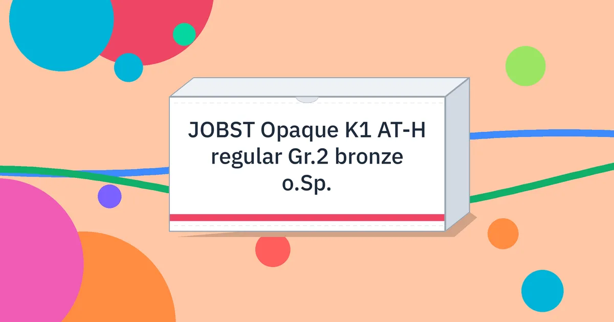 Symbolbild: Packung mit der Aufschrift JOBST Opaque K1 AT-H regular Gr.2 bronze o.Sp. (PZN 13105516) – Verfügbarkeit und Bezug in Apotheken in Frankfurt am Main