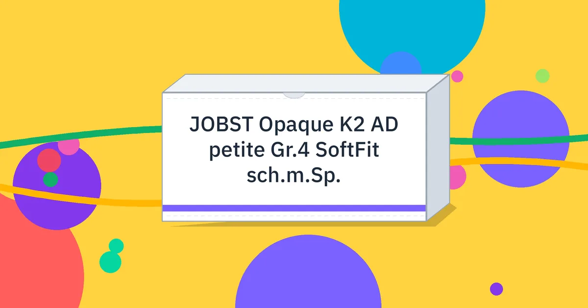 Symbolbild: Packung mit der Aufschrift JOBST Opaque K2 AD petite Gr.4 SoftFit sch.m.Sp. (PZN 11250651) – Verfügbarkeit und Bezug in Apotheken in Frankfurt am Main
