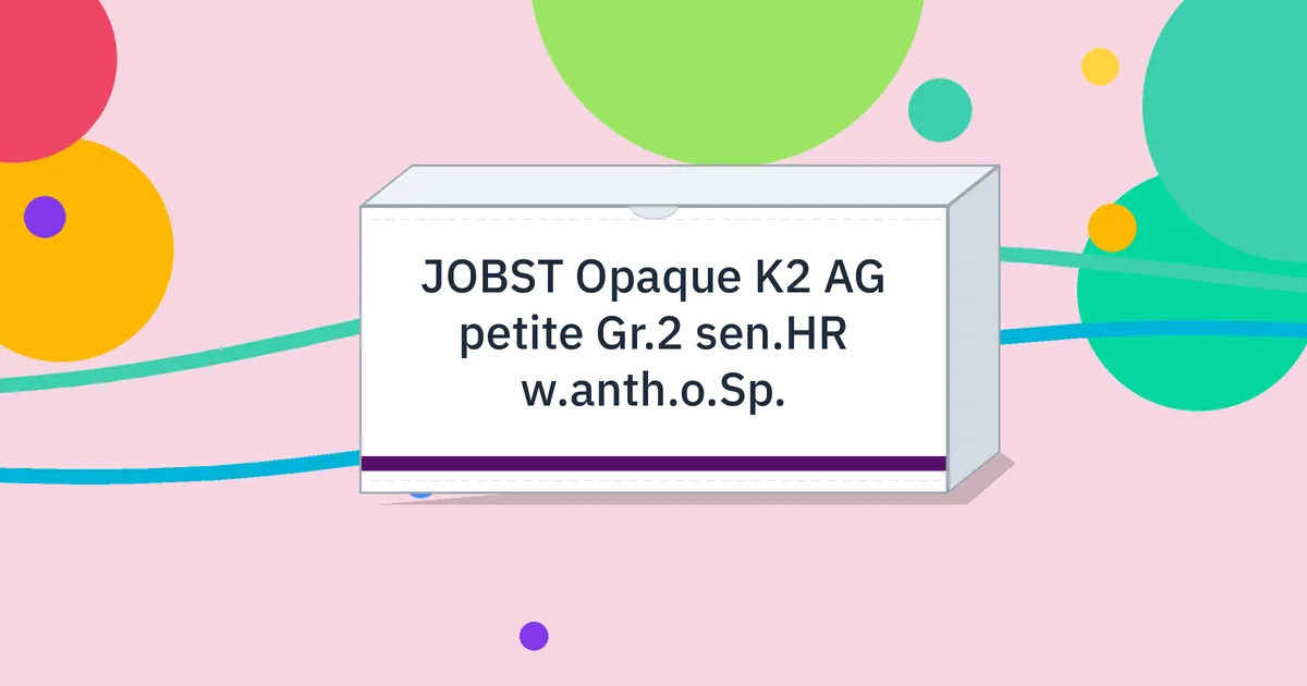 Symbolbild: Packung mit der Aufschrift JOBST Opaque K2 AG petite Gr.2 sen.HR w.anth.o.Sp. (PZN 16283359) – Verfügbarkeit und Bezug in Apotheken in Frankfurt am Main