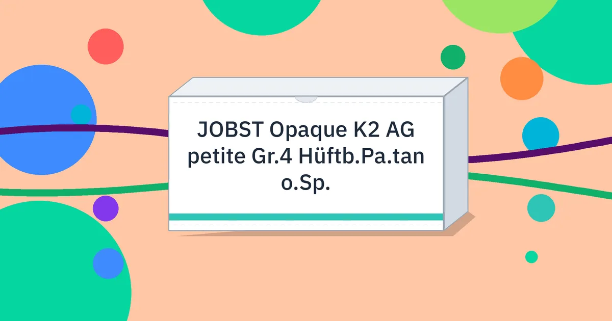 Symbolbild: Packung mit der Aufschrift JOBST Opaque K2 AG petite Gr.4 Hüftb.Pa.tan o.Sp. (PZN 16288262) – Verfügbarkeit und Bezug in Apotheken in Frankfurt am Main