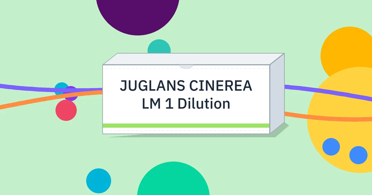 Symbolbild: Packung mit der Aufschrift JUGLANS CINEREA LM 1 Dilution (PZN 13563555) – Verfügbarkeit und Bezug in Apotheken in Frankfurt am Main