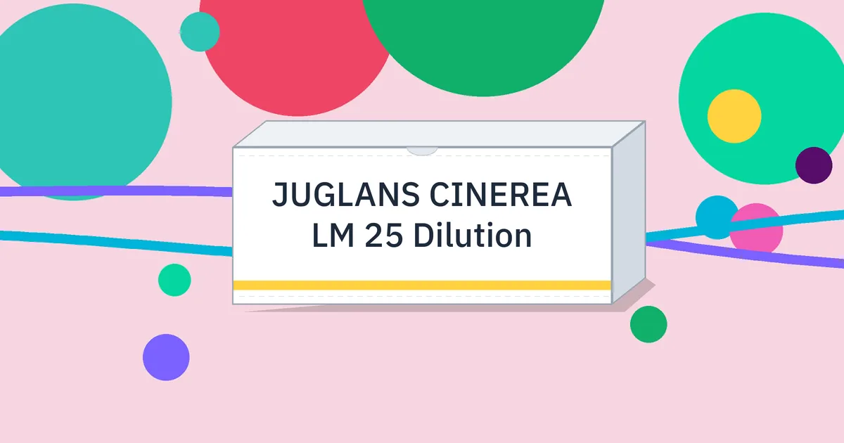 Symbolbild: Packung mit der Aufschrift JUGLANS CINEREA LM 25 Dilution (PZN 13563874) – Verfügbarkeit und Bezug in Apotheken in Frankfurt am Main