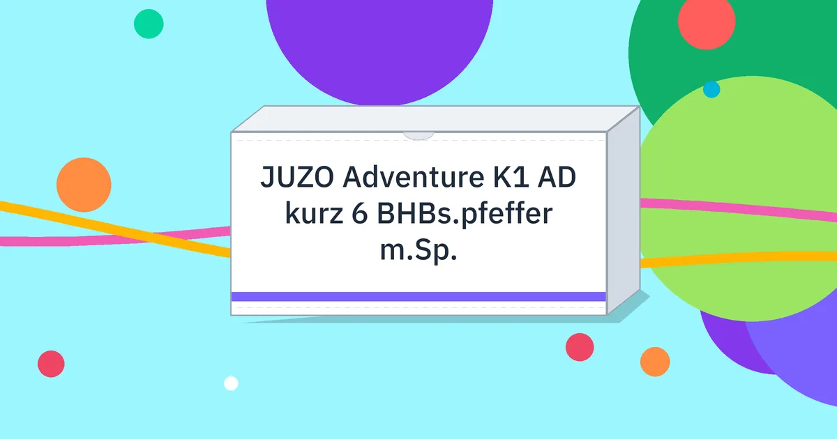 Symbolbild: Packung mit der Aufschrift JUZO Adventure K1 AD kurz 6 BHBs.pfeffer m.Sp. (PZN 15496194) – Verfügbarkeit und Bezug in Apotheken in Frankfurt am Main