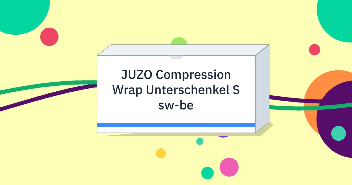 Symbolbild: Packung mit der Aufschrift JUZO Compression Wrap Unterschenkel S sw-be (PZN 13580631) – Verfügbarkeit und Bezug in Apotheken in Frankfurt am Main