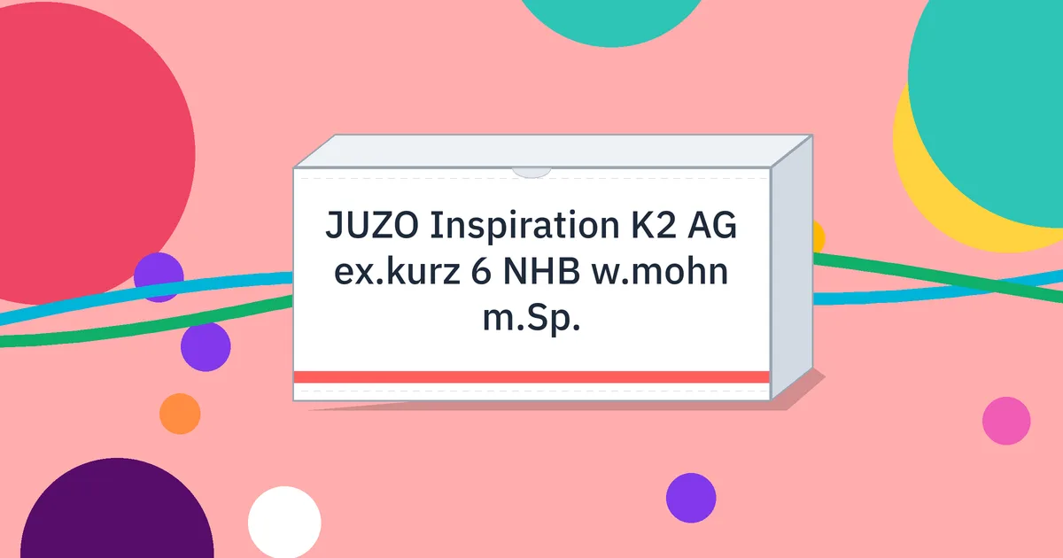 Symbolbild: Packung mit der Aufschrift JUZO Inspiration K2 AG ex.kurz 6 NHB w.mohn m.Sp. (PZN 14965310) – Verfügbarkeit und Bezug in Apotheken in Frankfurt am Main