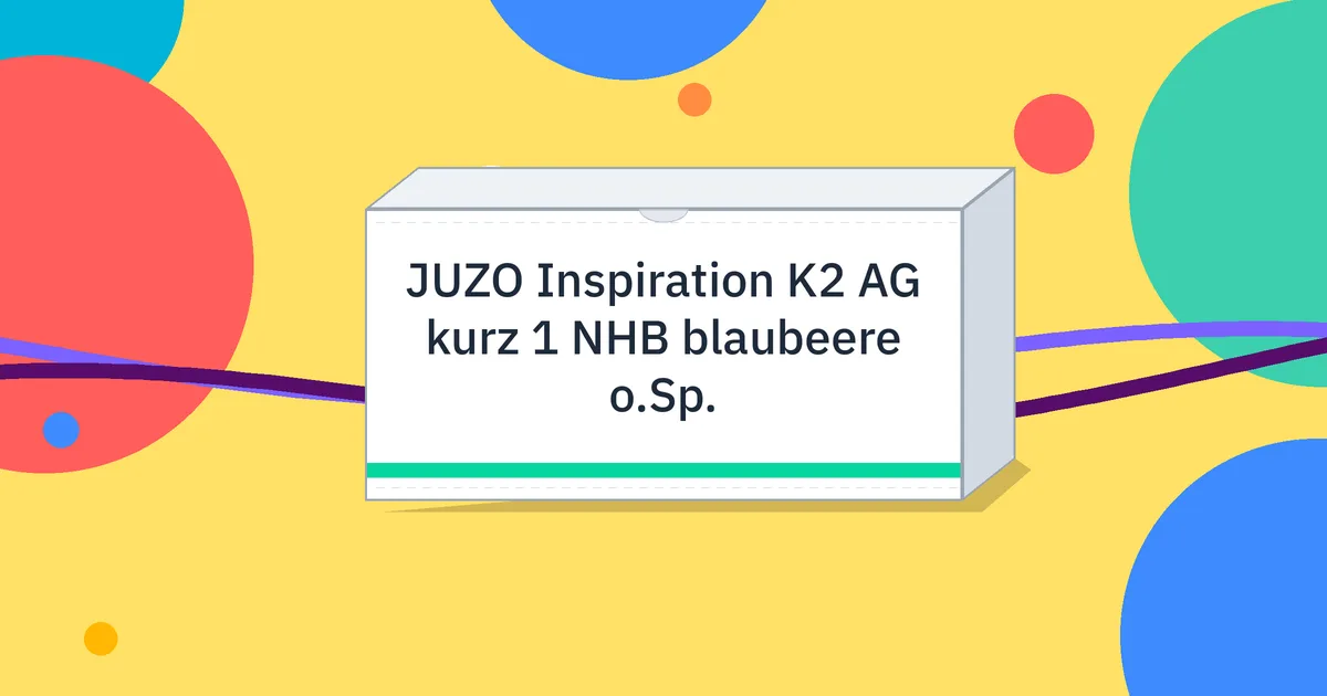 Symbolbild: Packung mit der Aufschrift JUZO Inspiration K2 AG kurz 1 NHB blaubeere o.Sp. (PZN 14920230) – Verfügbarkeit und Bezug in Apotheken in Frankfurt am Main