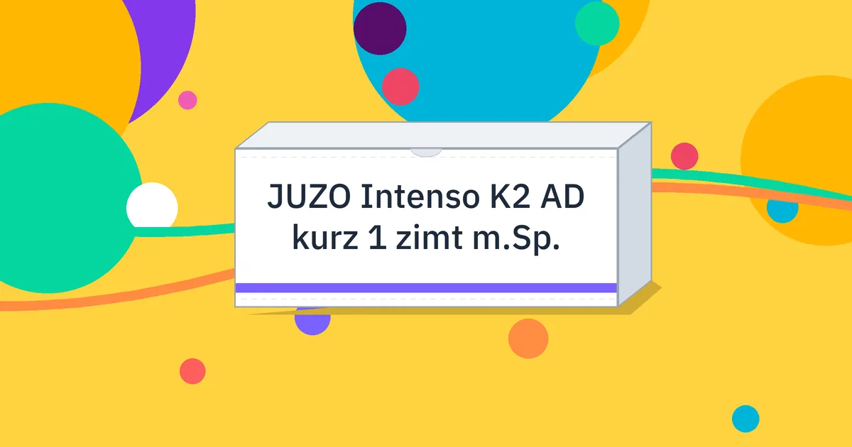 Symbolbild: Packung mit der Aufschrift JUZO Intenso K2 AD kurz 1 zimt m.Sp. (PZN 18607323) – Verfügbarkeit und Bezug in Apotheken in Frankfurt am Main