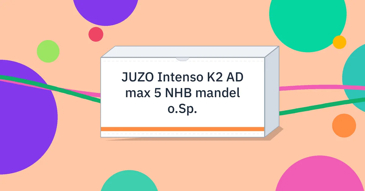 Symbolbild: Packung mit der Aufschrift JUZO Intenso K2 AD max 5 NHB mandel o.Sp. (PZN 18623428) – Verfügbarkeit und Bezug in Apotheken in Frankfurt am Main