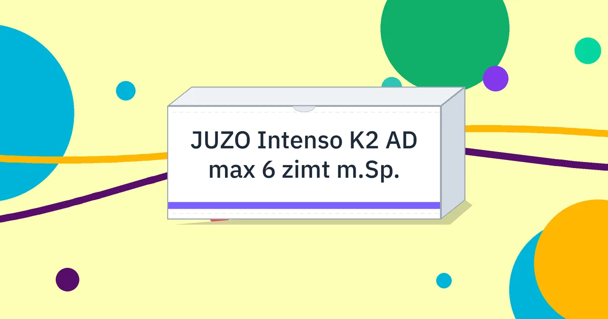 Symbolbild: Packung mit der Aufschrift JUZO Intenso K2 AD max 6 zimt m.Sp. (PZN 18609150) – Verfügbarkeit und Bezug in Apotheken in Frankfurt am Main