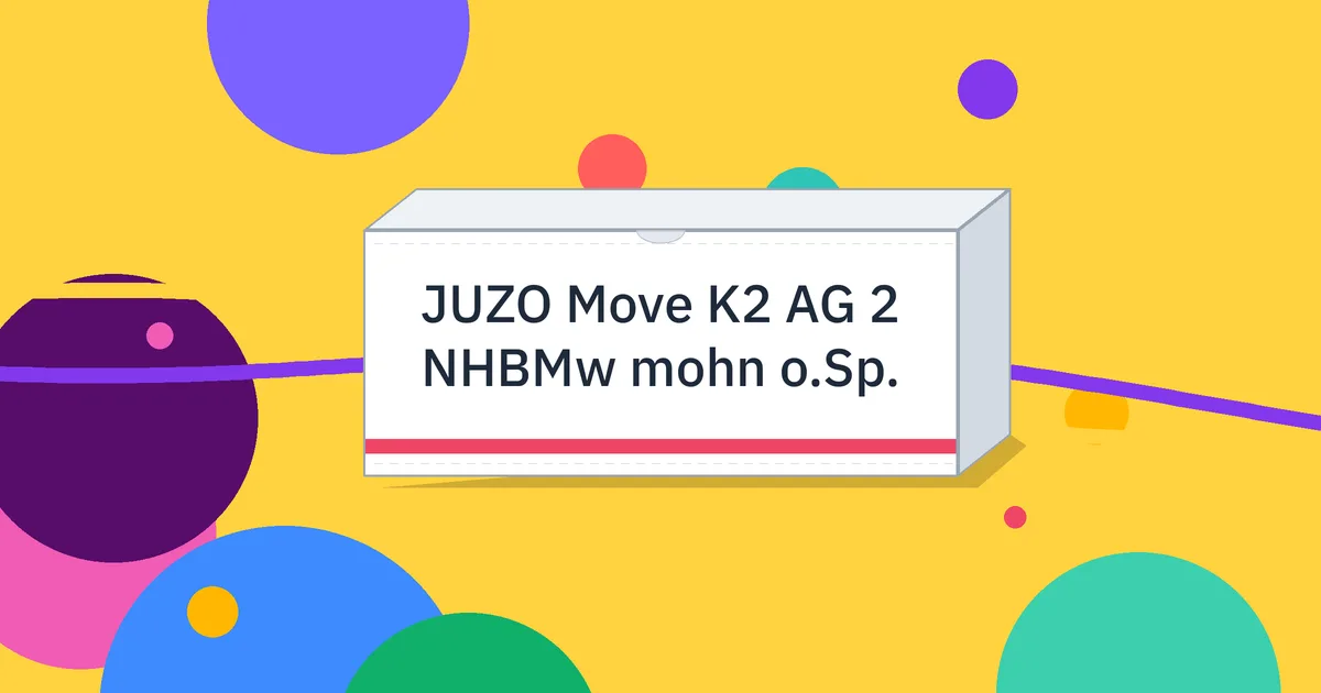Symbolbild: Packung mit der Aufschrift JUZO Move K2 AG 2 NHBMw mohn o.Sp. (PZN 18557140) – Verfügbarkeit und Bezug in Apotheken in Frankfurt am Main