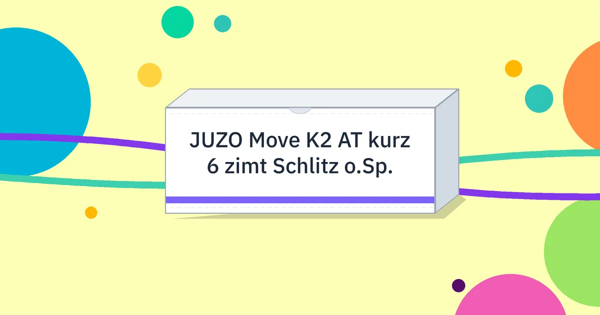 Symbolbild: Packung mit der Aufschrift JUZO Move K2 AT kurz 6 zimt Schlitz o.Sp. (PZN 20676395) – Verfügbarkeit und Bezug in Apotheken in Frankfurt am Main
