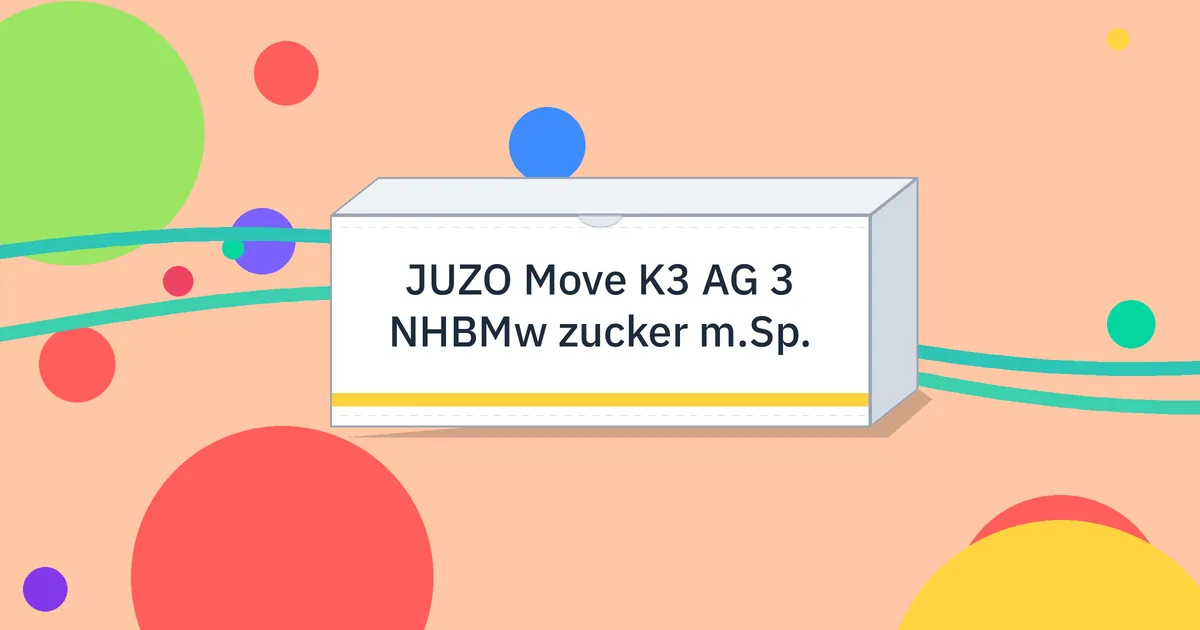 Symbolbild: Packung mit der Aufschrift JUZO Move K3 AG 3 NHBMw zucker m.Sp. (PZN 18574894) – Verfügbarkeit und Bezug in Apotheken in Frankfurt am Main