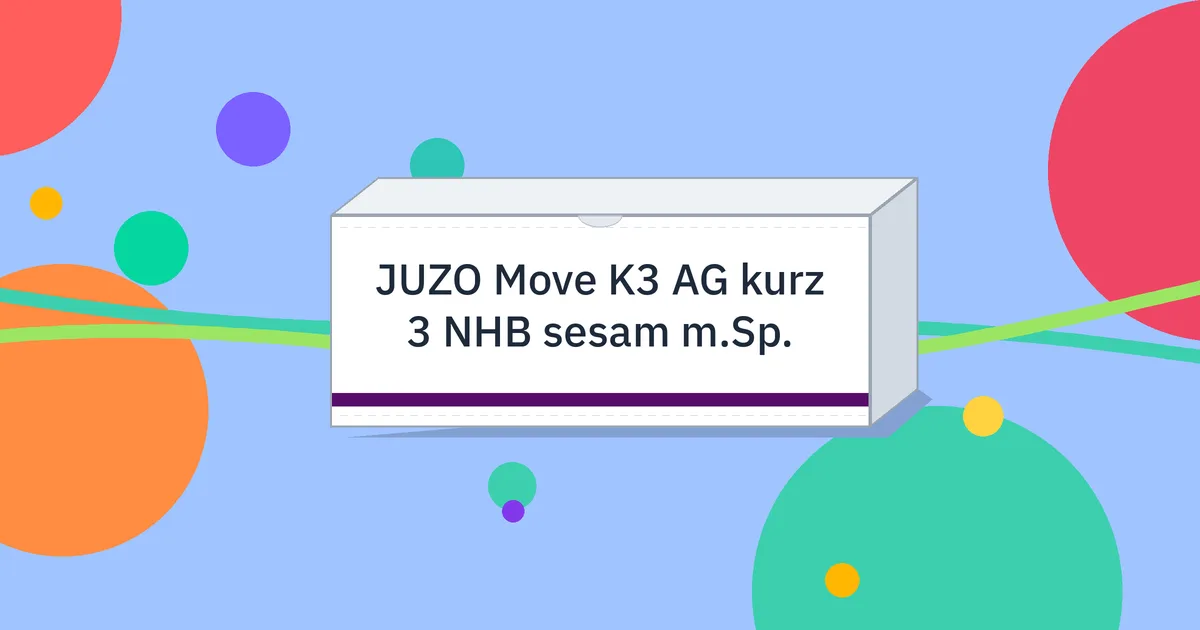 Symbolbild: Packung mit der Aufschrift JUZO Move K3 AG kurz 3 NHB sesam m.Sp. (PZN 18579207) – Verfügbarkeit und Bezug in Apotheken in Frankfurt am Main