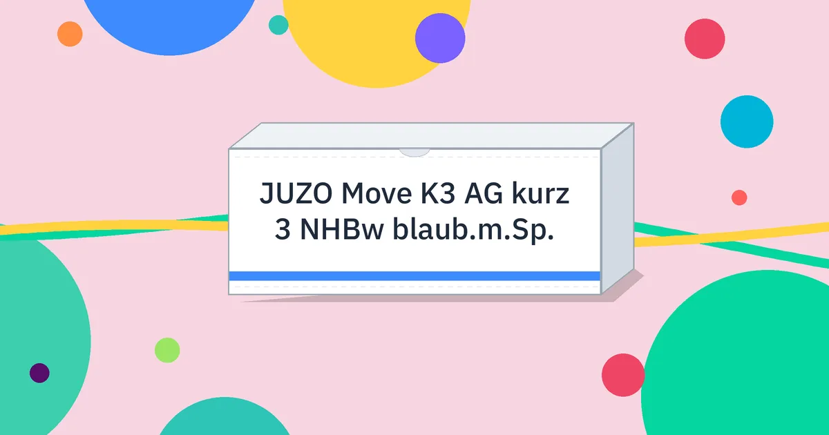 Symbolbild: Packung mit der Aufschrift JUZO Move K3 AG kurz 3 NHBw blaub.m.Sp. (PZN 18590309) – Verfügbarkeit und Bezug in Apotheken in Frankfurt am Main