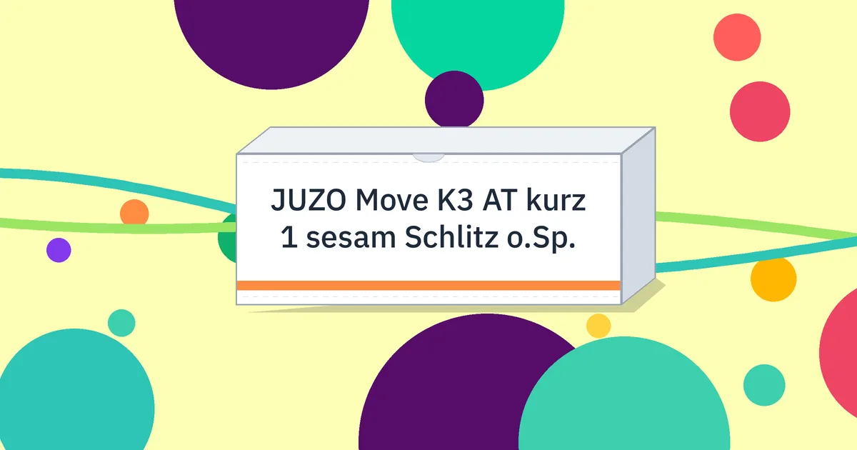 Symbolbild: Packung mit der Aufschrift JUZO Move K3 AT kurz 1 sesam Schlitz o.Sp. (PZN 20685661) – Verfügbarkeit und Bezug in Apotheken in Frankfurt am Main