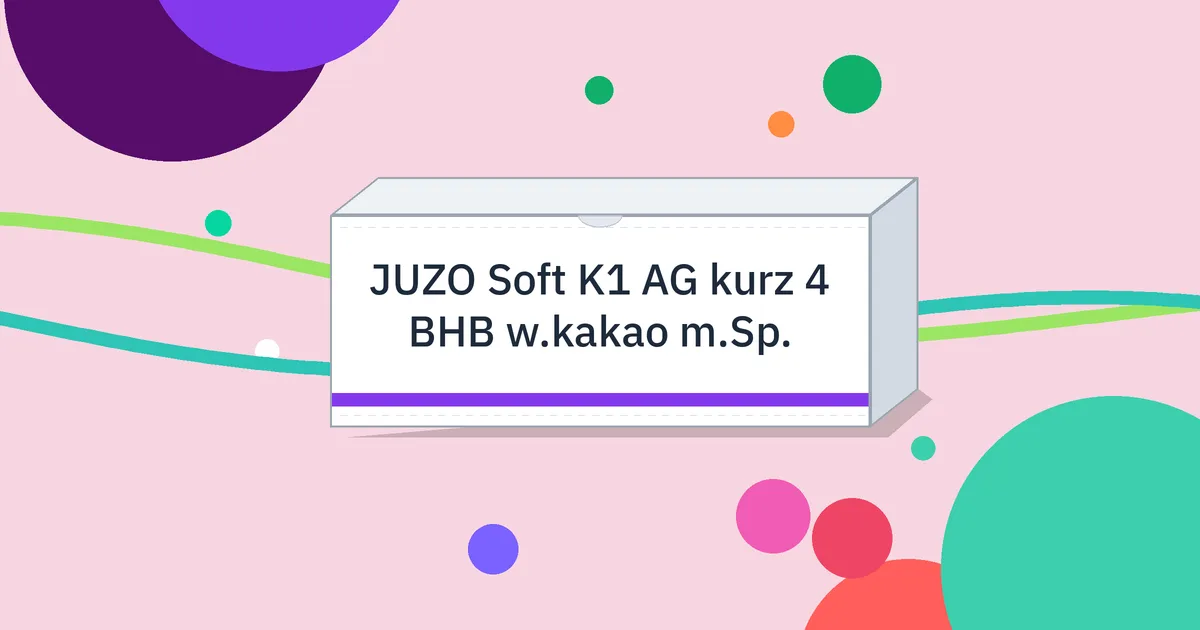 Symbolbild: Packung mit der Aufschrift JUZO Soft K1 AG kurz 4 BHB w.kakao m.Sp. (PZN 14838468) – Verfügbarkeit und Bezug in Apotheken in Frankfurt am Main