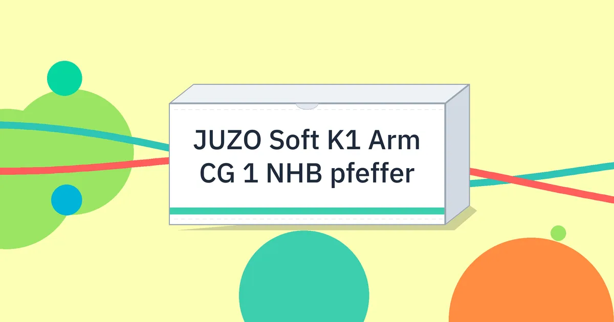 Symbolbild: Packung mit der Aufschrift JUZO Soft K1 Arm CG 1 NHB pfeffer (PZN 15506886) – Verfügbarkeit und Bezug in Apotheken in Frankfurt am Main