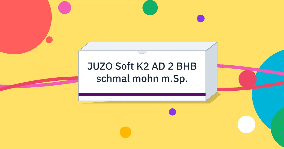 Symbolbild: Packung mit der Aufschrift JUZO Soft K2 AD 2 BHB schmal mohn m.Sp. (PZN 15465325) – Verfügbarkeit und Bezug in Apotheken in Frankfurt am Main
