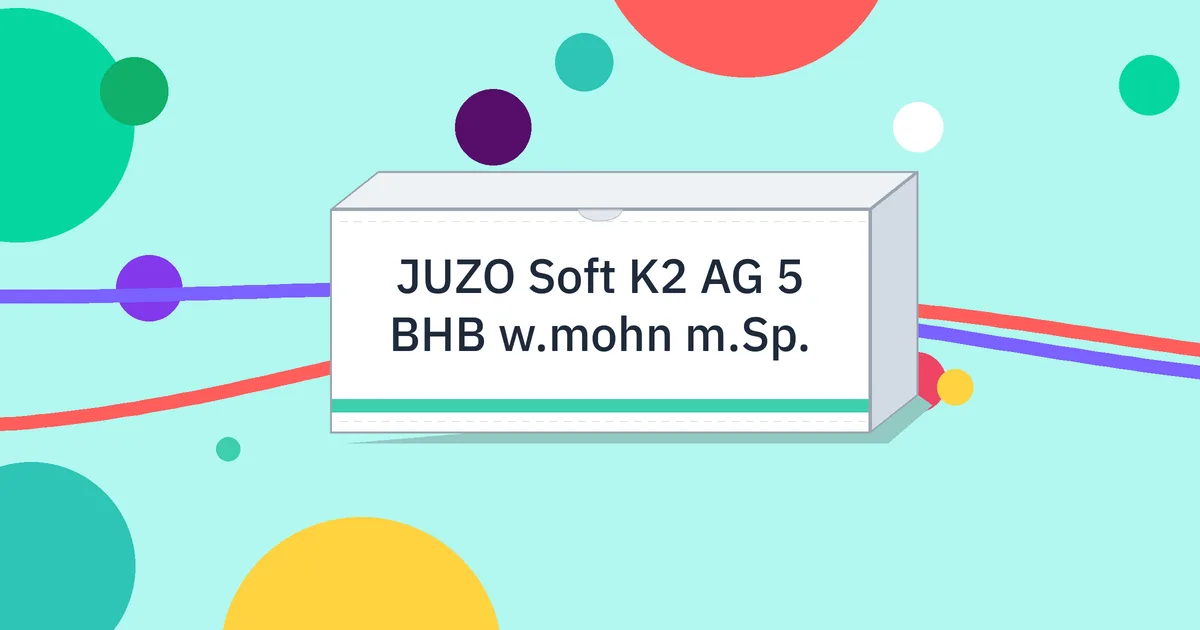 Symbolbild: Packung mit der Aufschrift JUZO Soft K2 AG 5 BHB w.mohn m.Sp. (PZN 14841039) – Verfügbarkeit und Bezug in Apotheken in Frankfurt am Main