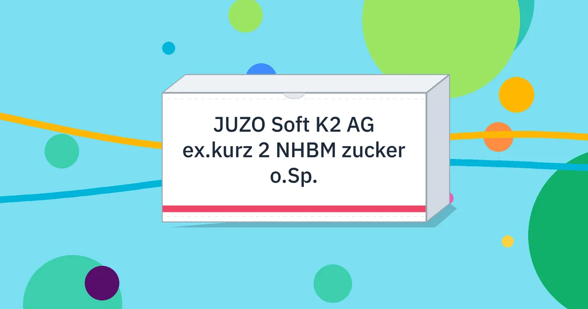 Symbolbild: Packung mit der Aufschrift JUZO Soft K2 AG ex.kurz 2 NHBM zucker o.Sp. (PZN 15021551) – Verfügbarkeit und Bezug in Apotheken in Frankfurt am Main