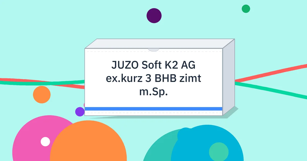 Symbolbild: Packung mit der Aufschrift JUZO Soft K2 AG ex.kurz 3 BHB zimt m.Sp. (PZN 14827387) – Verfügbarkeit und Bezug in Apotheken in Frankfurt am Main
