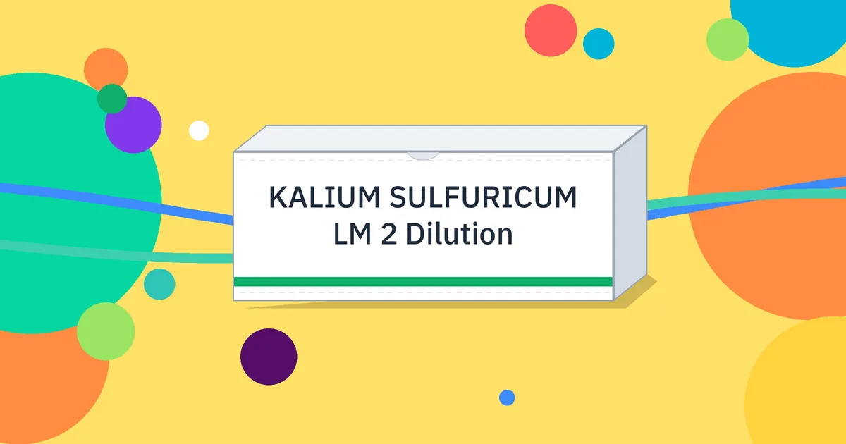 Symbolbild: Packung mit der Aufschrift KALIUM SULFURICUM LM 2 Dilution (PZN 12926228) – Verfügbarkeit und Bezug in Apotheken in Frankfurt am Main