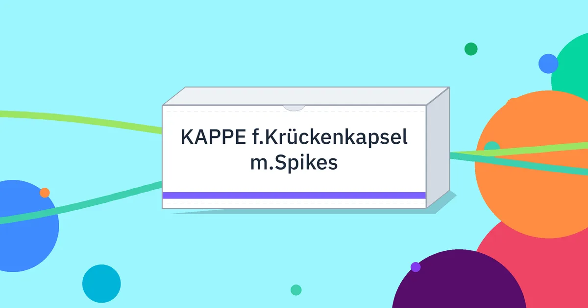 Symbolbild: Packung mit der Aufschrift KAPPE f.Krückenkapsel m.Spikes (PZN 00254083) – Verfügbarkeit und Bezug in Apotheken in Frankfurt am Main