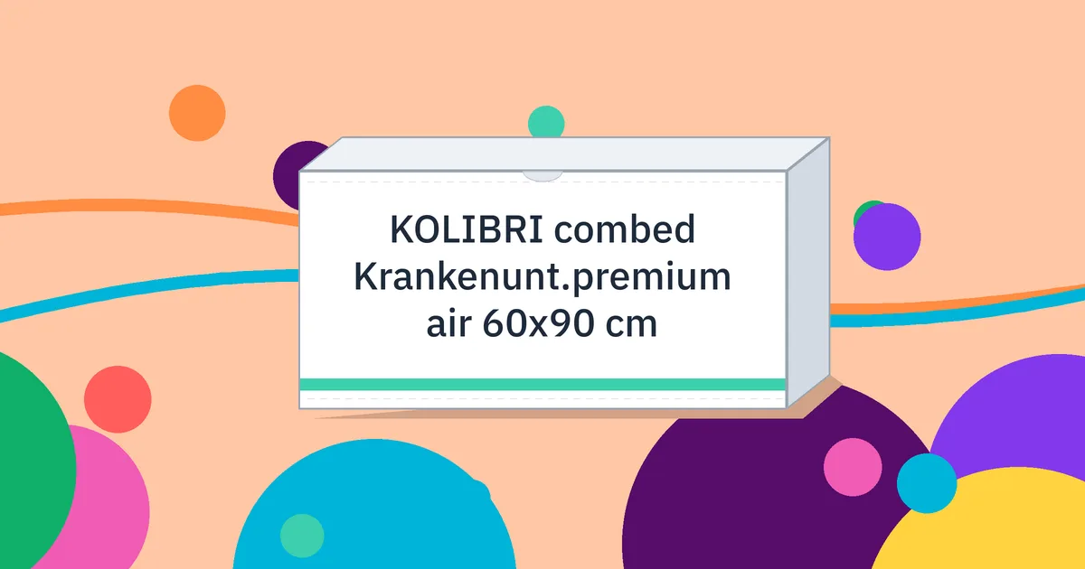 Symbolbild: Packung mit der Aufschrift KOLIBRI combed Krankenunt.premium air 60x90 cm (PZN 11510112) – Verfügbarkeit und Bezug in Apotheken in Frankfurt am Main