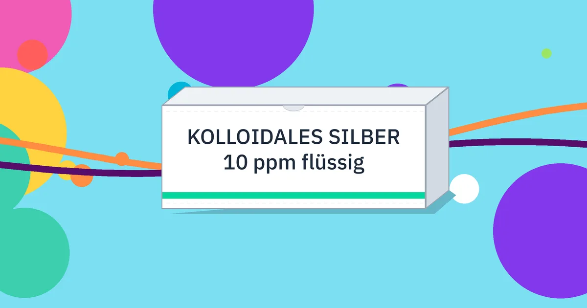 Symbolbild: Packung mit der Aufschrift KOLLOIDALES SILBER 10 ppm flüssig (PZN 11321397) – Verfügbarkeit und Bezug in Apotheken in Frankfurt am Main