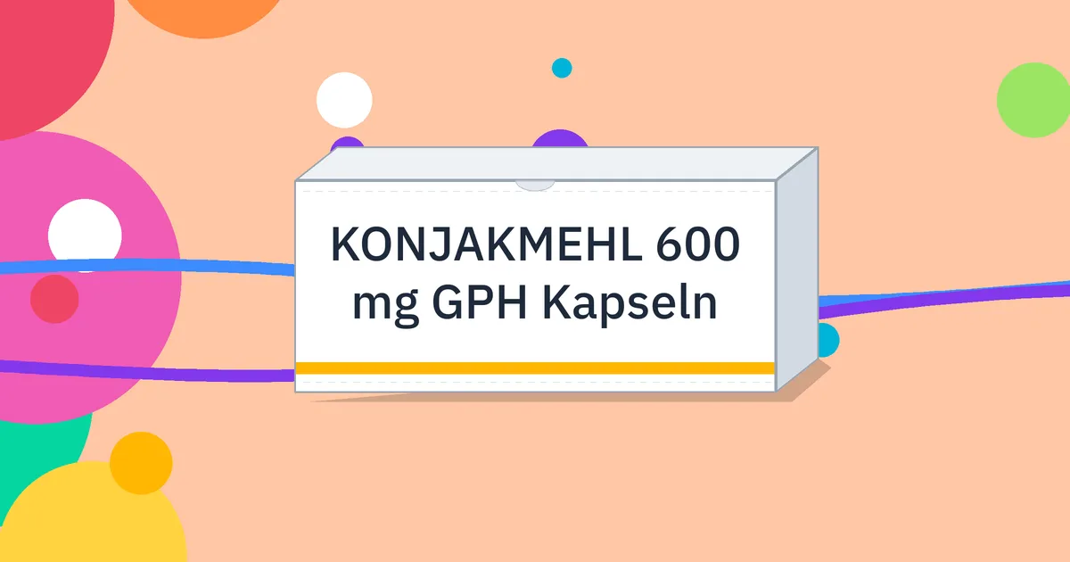 Symbolbild: Packung mit der Aufschrift KONJAKMEHL 600 mg GPH Kapseln (PZN 09918372) – Verfügbarkeit und Bezug in Apotheken in Frankfurt am Main