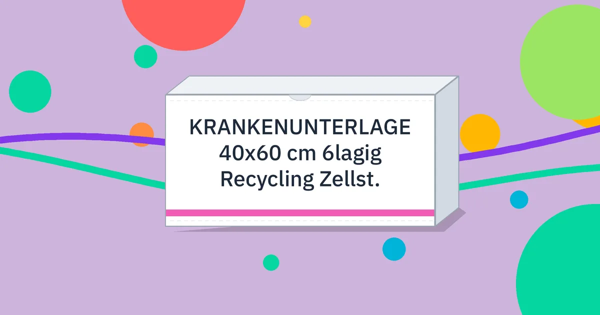 Symbolbild: Packung mit der Aufschrift KRANKENUNTERLAGE 40x60 cm 6lagig Recycling Zellst. (PZN 12483848) – Verfügbarkeit und Bezug in Apotheken in Frankfurt am Main