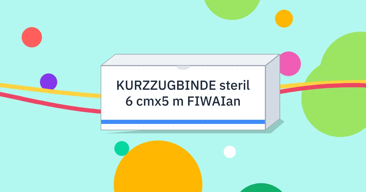 Symbolbild: Packung mit der Aufschrift KURZZUGBINDE steril 6 cmx5 m FIWAIan (PZN 11860272) – Verfügbarkeit und Bezug in Apotheken in Frankfurt am Main