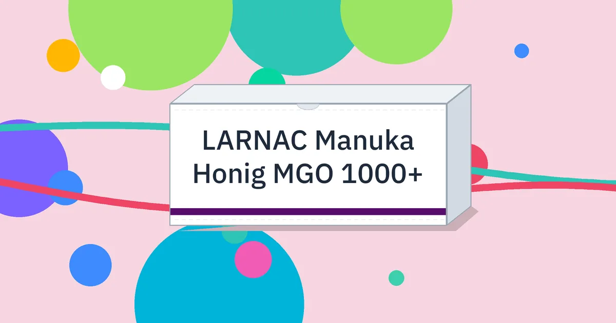 Symbolbild: Packung mit der Aufschrift LARNAC Manuka Honig MGO 1000+ (PZN 20865877) – Verfügbarkeit und Bezug in Apotheken in Frankfurt am Main