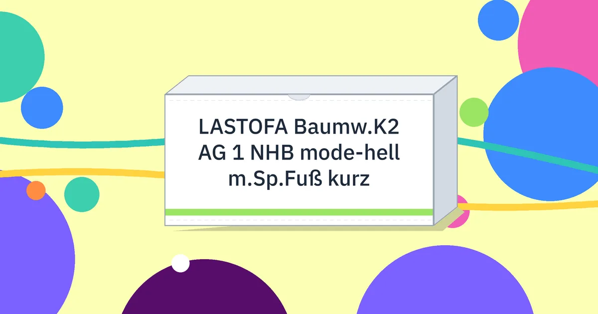 Symbolbild: Packung mit der Aufschrift LASTOFA Baumw.K2 AG 1 NHB mode-hell m.Sp.Fuß kurz (PZN 01946512) – Verfügbarkeit und Bezug in Apotheken in Frankfurt am Main